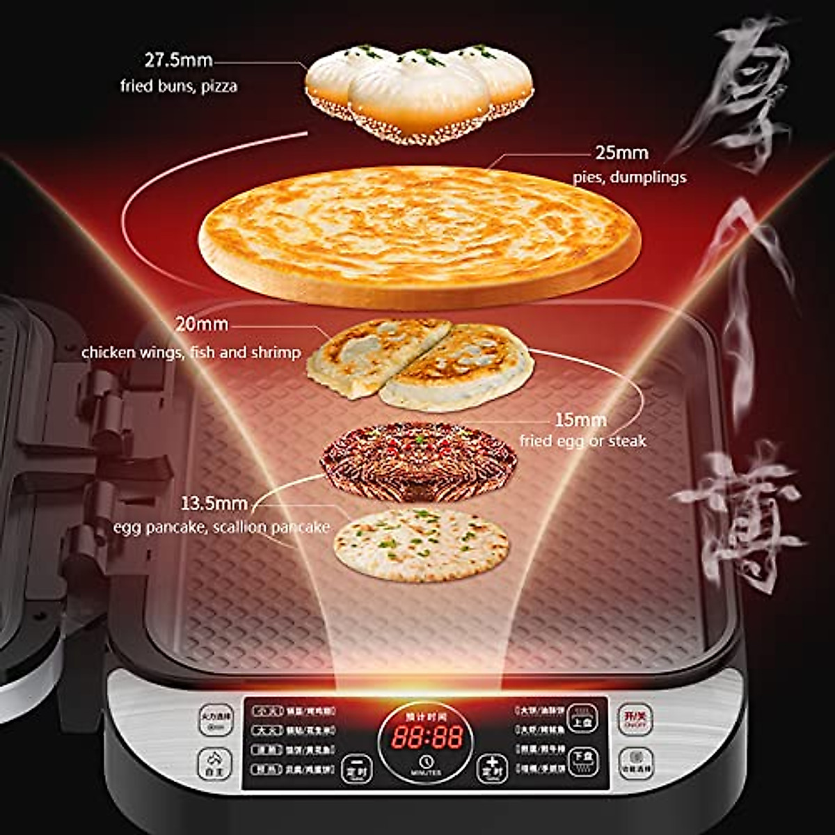 LIVEN Electric Baking Pan LR-FD431 Skillet Griddle, US DuPont Non-Stick Coating,Removable Upper and Lower Grill Pan, Easy to Clean,Electric Indoor Grill/Griddle