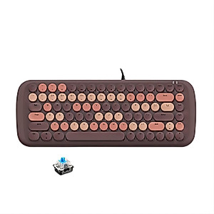 Mechanical Keyboard Wired 84 Keys Gaming Keyboard Mixed Color Retro Round Keycaps Keyboard for PC Gamer/Office/Home ​Computer (Color: Chocolate/Cherry Blossom Pink) (Color : Chocolate)