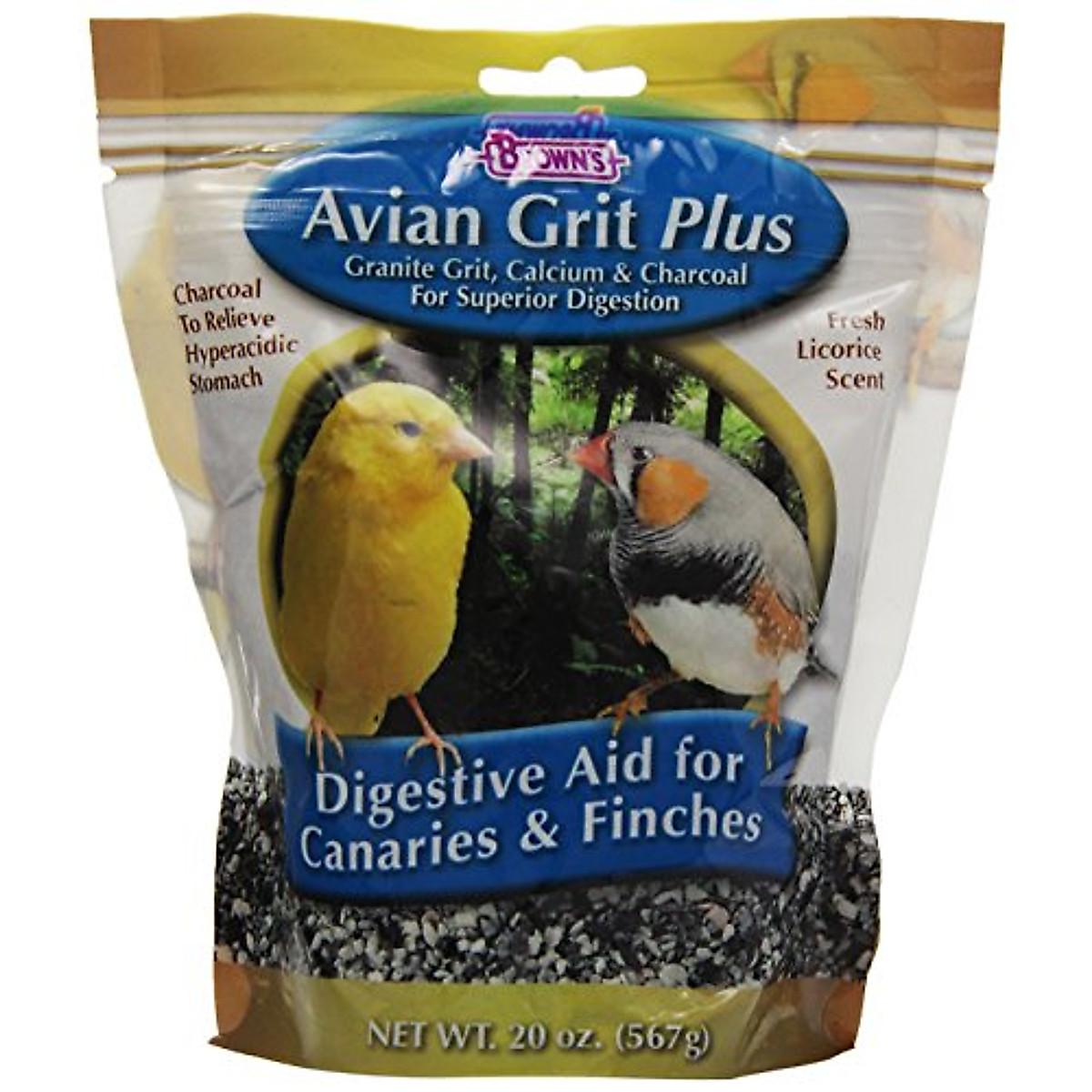 Brown's Avian Grit Plus Digestive Aid for Finches and Canaries with Licorice Scent, 20-Ounce