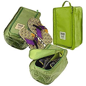 Waterproof Nylon Travel Portable Shoes Zipper Handle Carrying Case Organizer Home Shoes Free Stand Packing Cubes Box Storage Bag Dustproof Protective Pouch