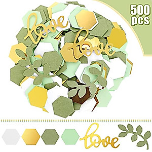 500 Pcs Greenery Wedding Table Confetti, Boho Love Theme Party Sage Green Table Scatter Confetti for Nature Theme Engagement Party Wedding Birthday Shower Party Decorations Supplies