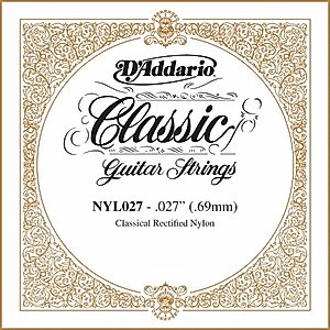 D'Addario NYL027 Rectified Nylon Classical Guitar Single String,.027