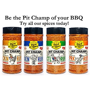 Buck N’ Ames PIT CHAMP PRK BBQ RUB | Ribs and Pork Barbecue Seasoning | Also Great on Chicken, Lamb, and Beef | ALL Natural |12 oz