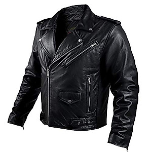 Alpha Black Leather Motorcycle Jacket with Armor for Men - Brando Cafe Racer Biker Jacket Men - 4 Season Riding Jacket with Concealed Carry (CCW), Protective Armor and Black Mesh - 4XL - Black