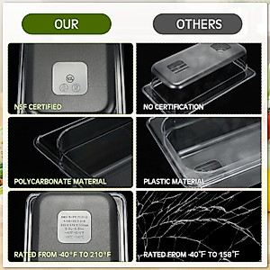 Mifoci 12 Pcs 1/3 Size 4'' Deep Commercial Hotel Pans with Lids Clear Food Pans Polycarbonate Restaurant Containers Stackable Restaurant Food Storage Containers for Kitchen Commercial Deli Food Prep