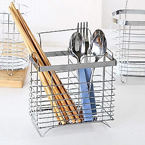 DOITOOL Dish Rack Cutlery Drainer Wall Mounted Stainless Steel kitchen Utensil holder Kitchen Utensil Storage Organizer Caddy for Chopsticks Forks Spoons Tableware Dish Drainer Rack Sponge Holder
