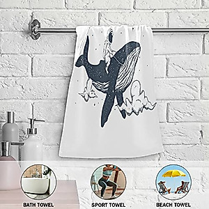susiyo Astronaut Flies on The Whale Hand Towels Set of 2 Luxury Print Decorative Bathroom Towels Super Soft Highly Absorbent Multipurpose Towels for Yoga Gym Spa Hotel Bathroom Kitchen 28x14 Inch