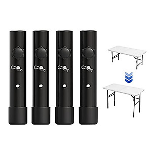 ZhouDaShu Table Leg Extenders for Folding Tables, Metal Table Leg Extensions for Bent and Straight Legs, Adjustable Folding Table Leg Risers, 4 Pack Table Height Extenders for Rise 3.6"/5.23"(7.8in)