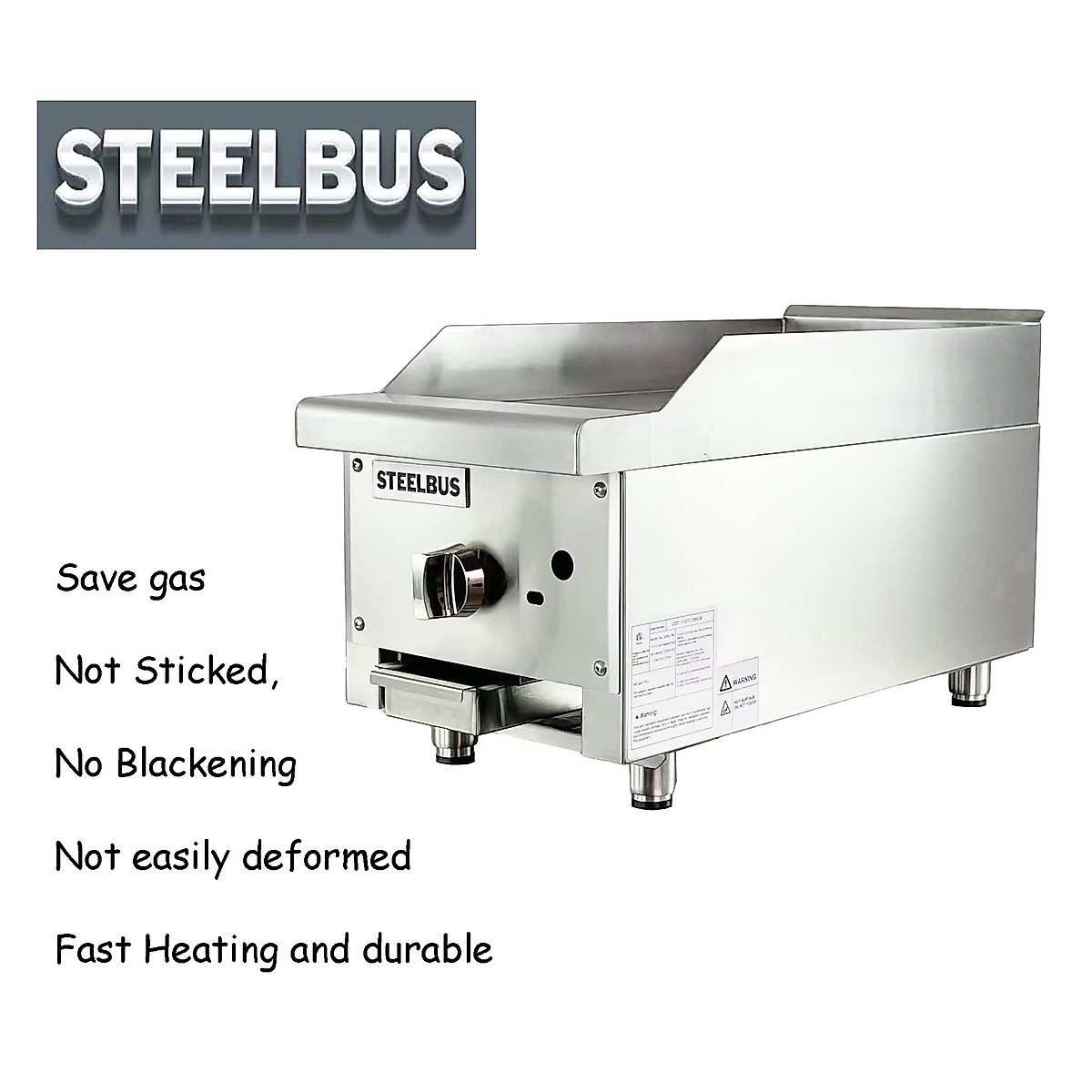 STEELBUS Commercial Gas Griddle-12''x23'' | Gas griddle flat top grill |19MM Thicken Heating Plate Heavy duty Stainless Steel gas Griddle,Countertop Griddle for Restaurant Equipment-22,000 BTU 6000W
