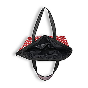 OTVEE Christmas Retro White Red Polka Dot Handbag Top Handle Tote Bag for Women - M Size