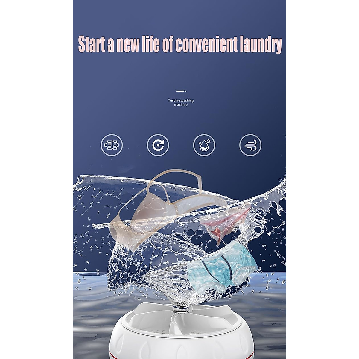Portable Mini Washing Machine Ultrasonic Turbo Portable Washer with USB for Home Business Travel College House RV Apartment Turbo Washing Machine Cleaning Socks Underwear and Dishes 2024 NEW