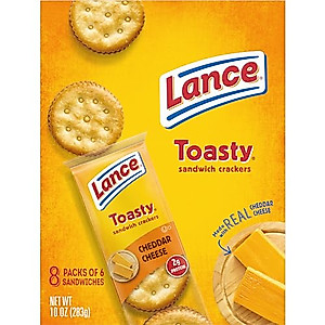 Lance Sandwich Crackers, Toasty Cheddar, 8 Individually Wrapped Packs, 6 Sandwiches Each