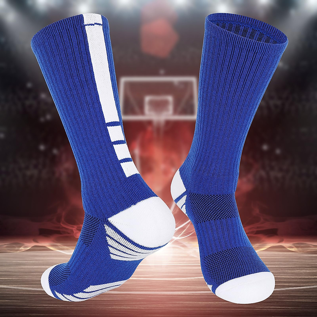 Finerview Elite Basketball Socks for Men 6 Pairs, High-Top Premium Mid Calf Athletic Socks for Adult & Youth