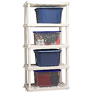 Oskar 5-Tier Storage Shelf, Interlocking Heavy Duty Shelving Unit, 750 lbs (340 kg) Capacity, Multipurpose Organizer for Garage, Basement, Utility Shed, Workshop, Made in North America, White