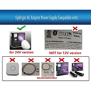 UpBright 24V AC/DC Adapter Compatible with Philips Hue Go 798835 800136 71460 60 7146060C6 HueGo LED Light HF12 HF18 HF24 S018QU2400075 S018QU2400050 S012BSM2400050 24VDC 6W 12W Power Supply Charger