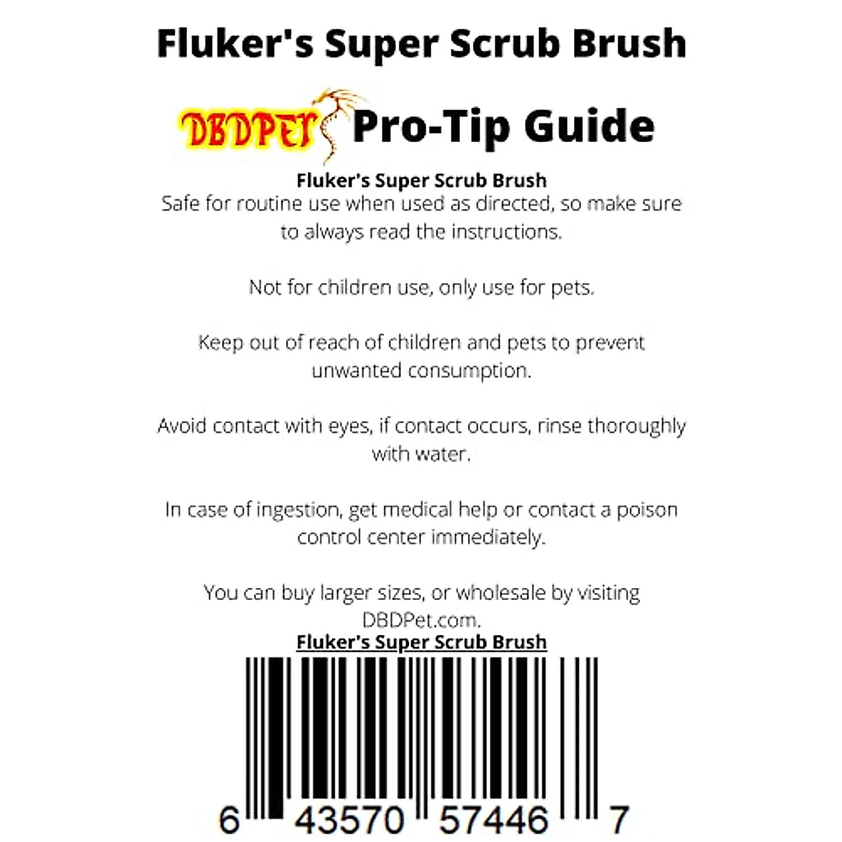 DBDPet Fluker's Super Scrub Brush with Organic Reptile Habitat Cleaner - Includes Attached Pro-Tip Guide