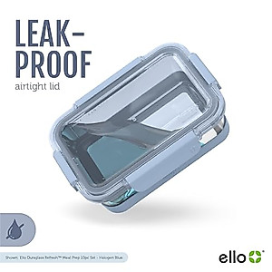 Ello Duraglass 10Pc Glass Meal Prep Container Set with Silicone Boot, Airtight Lids - BPA-Free, Dishwasher Safe