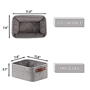 HNZIGE Small Fabric Baskets for Organizing Collapsible Storage Baskets for Shelves, Closets, Laundry, Nursery, Decorative Baskets for Gifts Empty (Gray)
