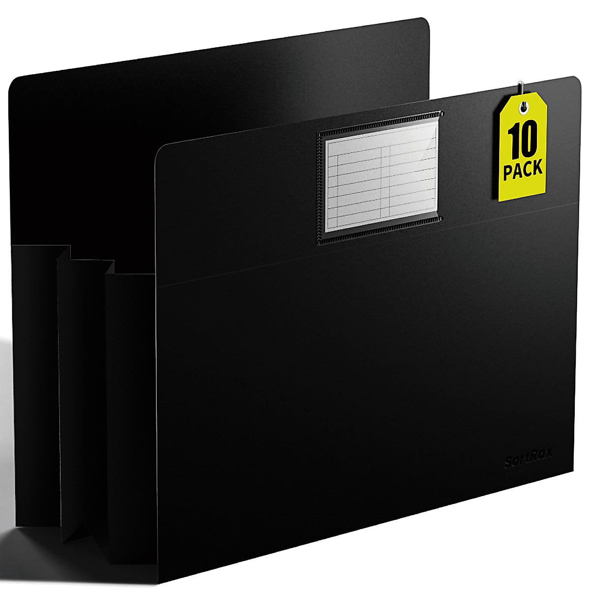 SortRax Plastic Expanding File Pockets, 6" Expansion Accordion Folder, Letter Size, 10 Pack - Matte Black