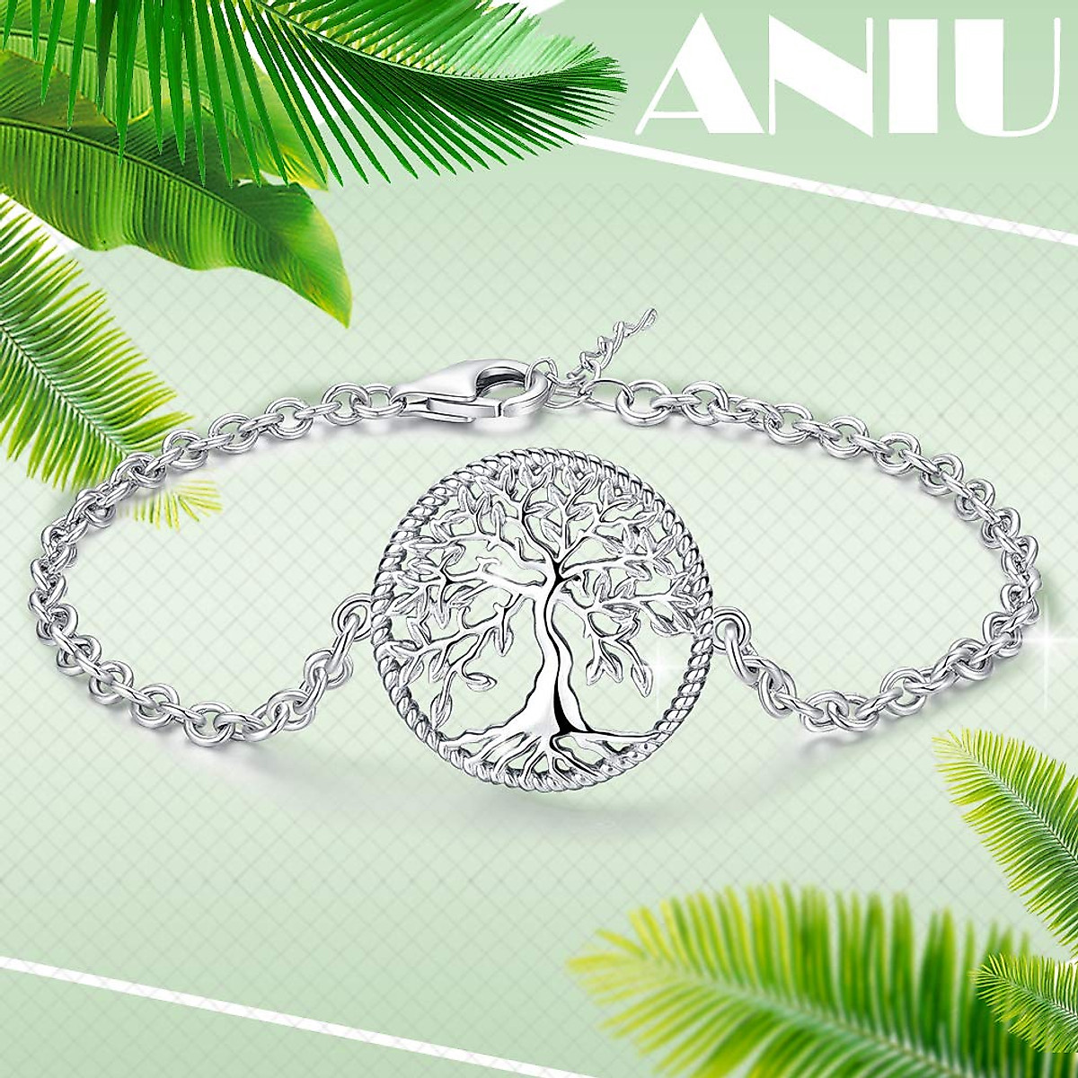 Aniu Tree of Life Bracelet for Women, S925 Sterling Silver Adjustable Chain Family Tree Jewelry for Mother's Day/Birthday/Anniversary(with Gift Box)