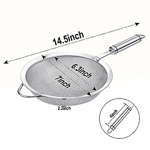 6.3 Inch Fine Mesh Strainers, Practical Size 304 Stainless Steel Sieve Sifters, Metal Food Strainers with Sturdy Handles, Excellent for Sifting Dry ingredients, Flour, Pasta, and Rice