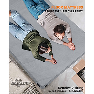GAIALOOP Memory Foam Futon Mattress Car Camping Bed Glamping Roll Up Mattress, Japanese Floor Sleeping Mat Camp Cot Mattress Pad Travel Guest Adults Side Sleepers Space Gray [Twin: 75 * 38 * 3" ]