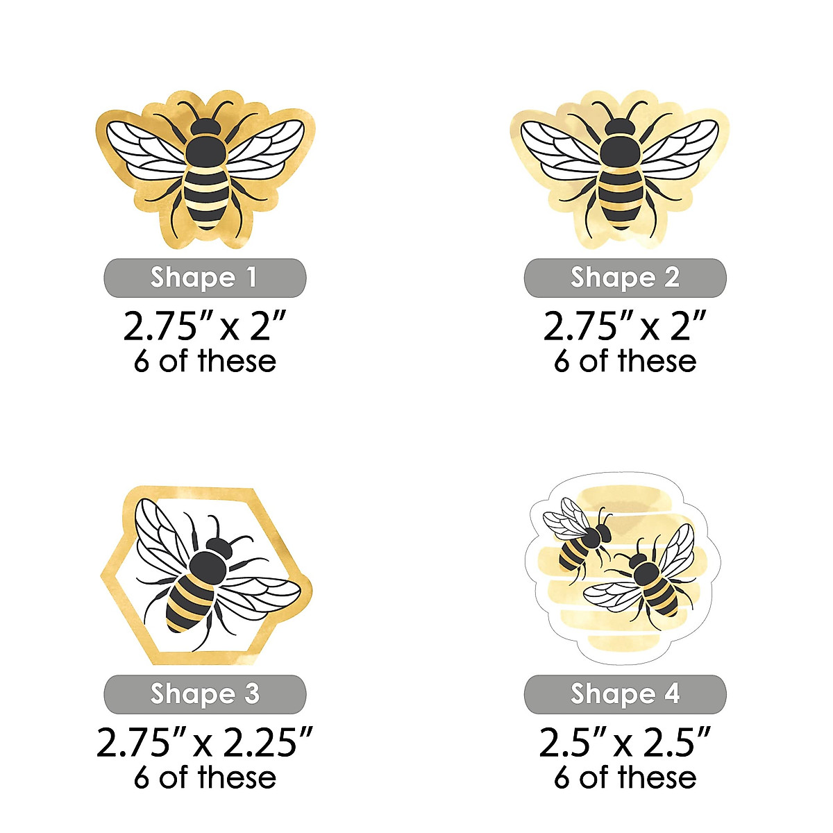 Big Dot of Happiness Little Bumblebee - Paper Straw Decor - Bee Baby Shower or Birthday Party Striped Decorative Straws - Set of 24