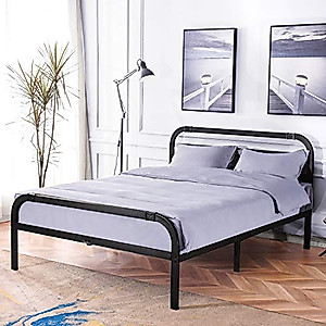 TATAGO 14 Inch Queen Bed Frame with 40 Inch Matte Curved Design Headboard and Footboard, Heavy Duty Metal Platform Mattress Foundation, 3500lbs Extra-Strong Support, No Noise