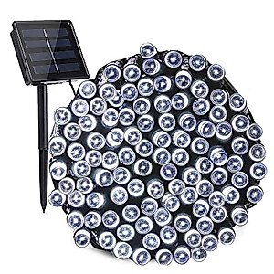 Solar Christmas Lights, 72ft 200 LED Solar String Lights with 8 Modes, Waterproof Outdoor Christmas String Lights for Patio, Garden, Party, Yard, Fence, Tree, Holiday, Christmas Decorations (White)