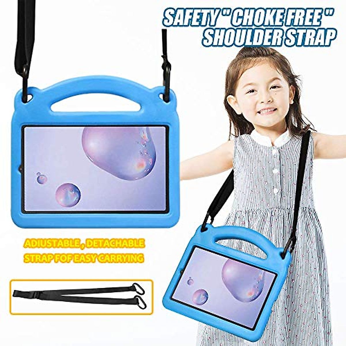 FIREVASE Tablet Kids Case for Samsung Galaxy Tab A 8.4 Inch,SM-T307/T307U, EVA Shock Proof Light Weight Professional Kids Case, with Handle Built-in Bracket & Shoulder Strap (Blue)