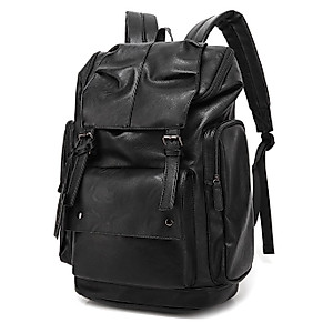 Baosha BP-16 PU Leather Casual Backpack College Backpack Daypack Black