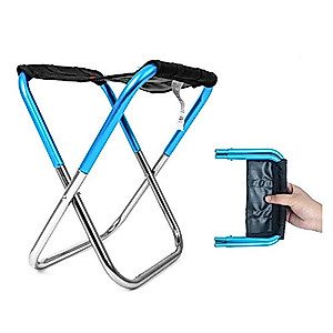 TRENTSNOOK Exquisite Camping Stool Multifunctional Lightweight Portable and Convenient Picnic Aluminum Alloy Chair Seat Outdoor Small Fishing Folding Durable Stool (Color : Dark Blue)