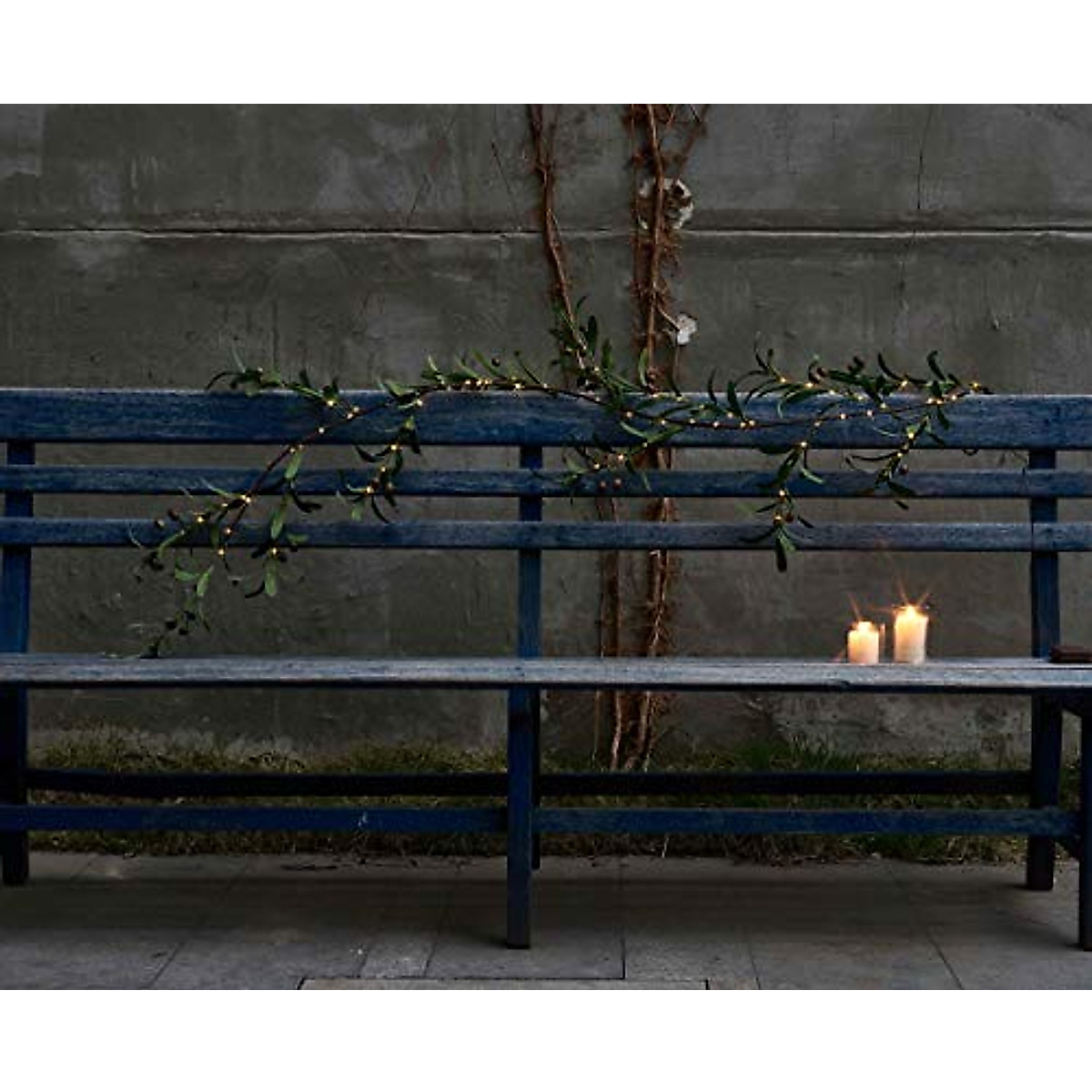 Hairui Lighted Artificial Olive Garland 6FT 96 LED Fairy Lights Battery Operated, Faux Vine Lights with Timer for Spring Christmas Holiday Fireplace Décor