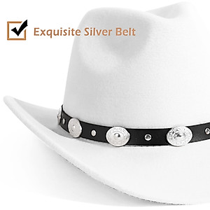 Lisianthus Men & Women's Felt Wide Brim Western Cowboy Hat R-White