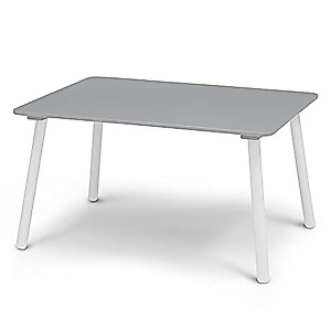 Delta Children Kids Table and Chair Set (4 Chairs Included) - Ideal for Arts & Crafts, Snack Time, Homeschooling, Homework & More, Grey/White