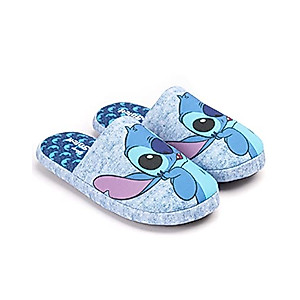 Disney Lilo and Stitch Slippers Womens Ladies Slip On Blue House Loafers 7/8 US