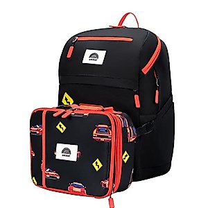 uninni Cute Race Car 16'' Kid’s Backpack for Girls and Boys with Padded, Adjustable Shoulder Straps, Laptop Storage Sleeve, and Storage Pockets for School and Travel, Water-Resistant, BPA Free