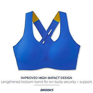 Brooks Women's Crossback 2.0 Sports Bra for Running, Workouts & Sports - Bluetiful/Golden Hour - 40 C/D