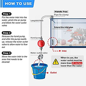 Damrcnn 5 10 Gallon Small Fish Tank Aquarium Vacuum Siphon Pump Gravel Cleaner Water Changer with Long Hose and Coral Feeder Pipettes Dropper Betta Fish Tank Accessories Cleaning Tools kit-Red