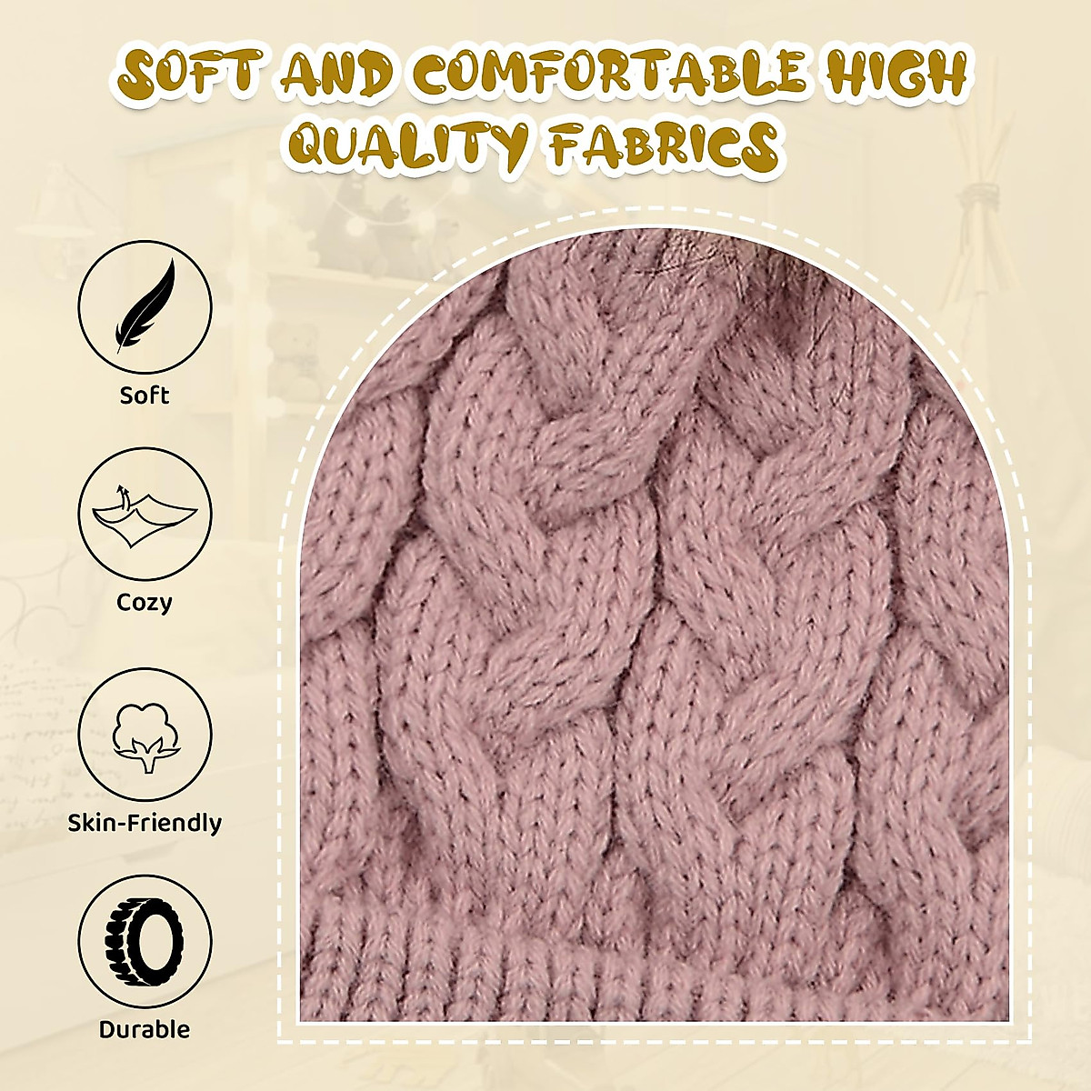 Durio Toddler Winter Hat Knit Toddler Hats for Boys Girls Pompom Toddler Boy Hat Baby Beanie Ivory White & Gray & Pink & Black One Size