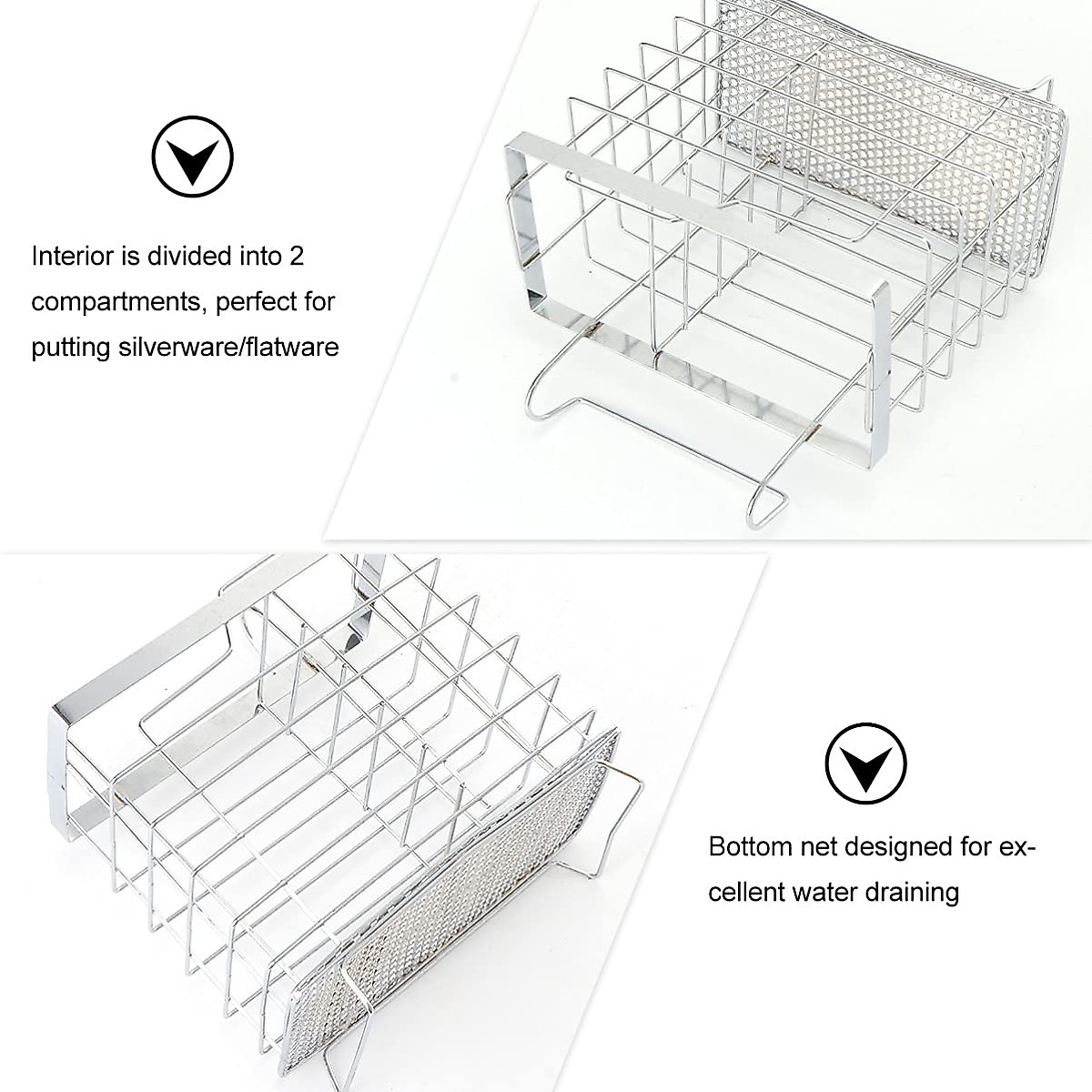 OSALADI Dish Drying Rack Stainless Steel Kitchen Utensil Holder Square Kitchen Caddy Sink Organizer Chopsticks Holder Hanging Kitchen Utensil Organizer Wire Storage Holder