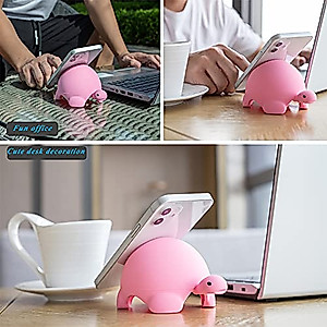Cute Phone Stand for Desk, Soft Silicone Desktop Phone Holder iPhone Stand - Creative & Fun Design - Put from Any Angle, Animal Cell Phone Stand Suitable for All Smartphones (Pink)