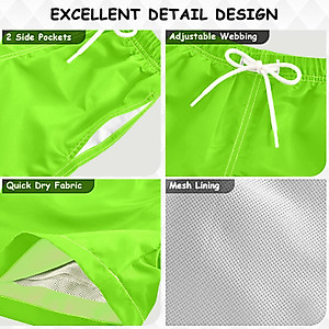 Fluorescent Green Boys Swim Trunks Summer Drawstring Toddler Swim Board Shorts Quick Dry Little Boys Bathing Suit Beach Hawaii Vacation 2 Years