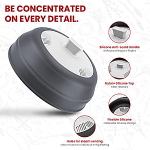 Maywe Tanso Collapsible Microwave Cover for Food,Large 11" Microwave Splatter Cover Silicone Splatter Guard Lid for 6-11 inch Plate Dish Bowl,Dishwasher Safe|Heavy Duty|BPA Free