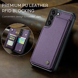 Vinich for Samsung Galaxy S22 Ultra Wallet Case with Card Holder, RFID Blocking Credit Slots Kickstand Shockproof Phone Cover for Women Men, Purple