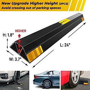 24 Inch (New Upgrade) 2 PCS Heavy Duty Car Parking Stopper for Garage, Parking Aid Protects Car, Parking Gadgets Easy to Install 2 Packs, 24" L x 3.7" W x 1.8" H