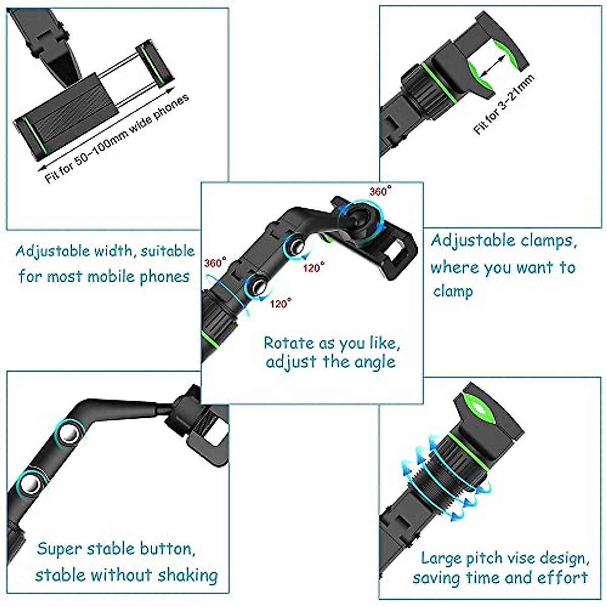 NA Car Phone Holder Mount, 360 Degrees Free Rotate Adjustable Suspension Mount Phone Holder, Multi-Function Rearview Mirror Cell Phone Holder for All Mobile Phones