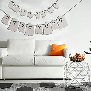 Comelodiant 2 Pack White Halloween Hanging Ghost Banner Halloween Ghost Garland for Haunted Houses Halloween Party Indoor Outdoor Decorations Home Mantel Decorations