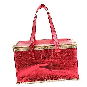 SHOWERORO Insulated Bag Shopping Cart Bags for Groceries Bbq Decor Red Decor Thermal Bag with Zipper Food Warmer Bag Pizza Warmer Bags Insulated Food Carrying Bag Pizza Delivery Bags Travel