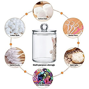 Sletend 2 Pack Plastic Qtips Holder Cat Animal Cute Bathroom Organizer Canisters for Cotton Balls/Swabs/Pads/Floss,Plastic Apothecary Jars for Vanity